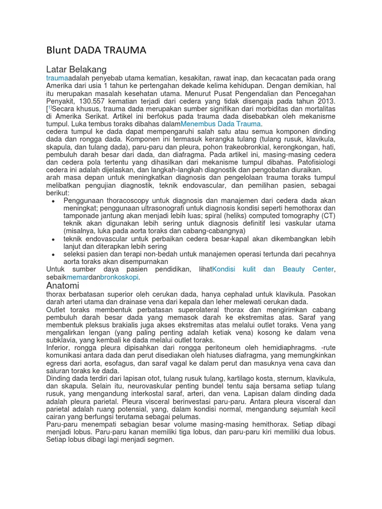 Trauma Tumpul Dada | PDF | Perjalanan | Kesehatan Holistik