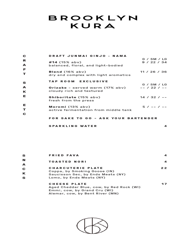 Brooklyn Kura Menu | PDF