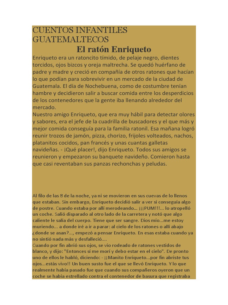 Cuentos Infantiles Guatemaltecos | PDF | Hadas | Naturaleza