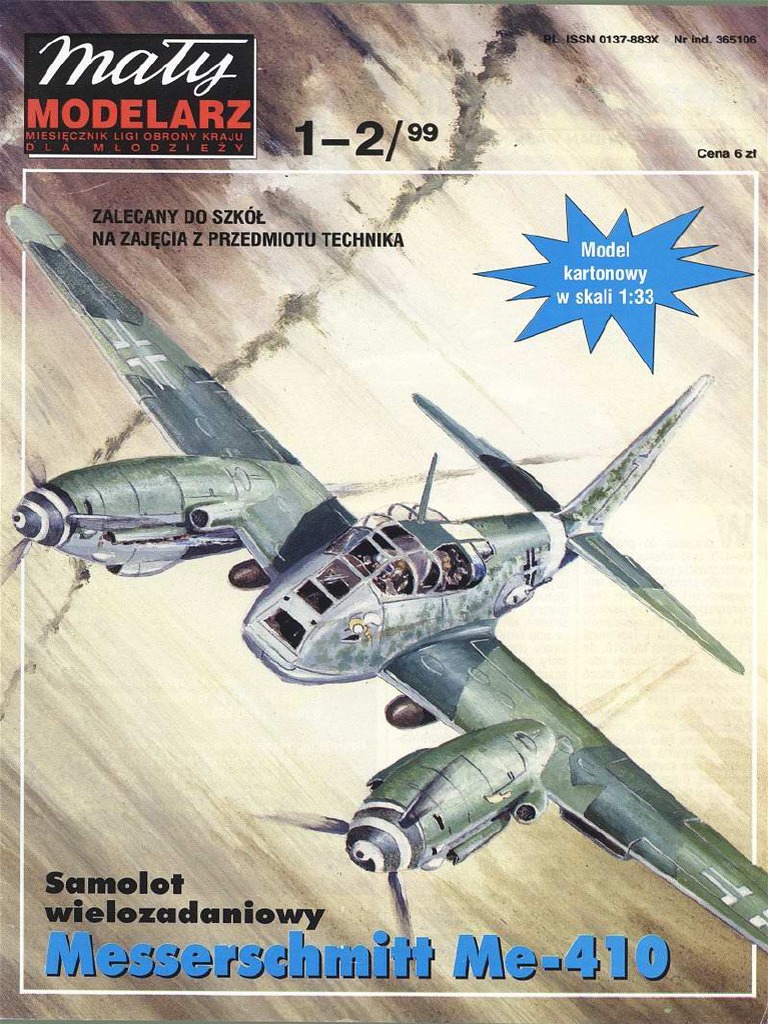 (Paper Model) (Maly Modelarz 1999-01-02) - Messerschmitt Me-410 | PDF