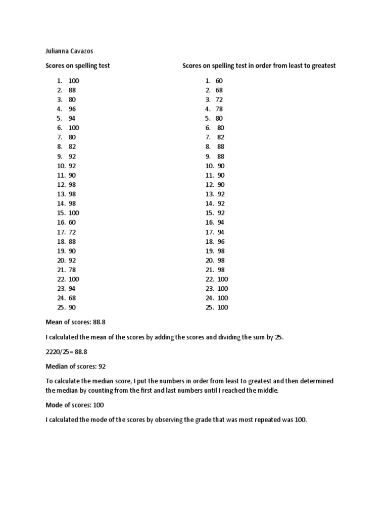 Statistics Project | PDF | Median | Mean