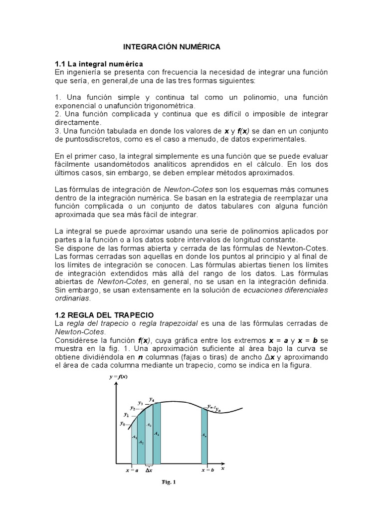 Integración Numérica | PDF | Integral | Análisis matemático