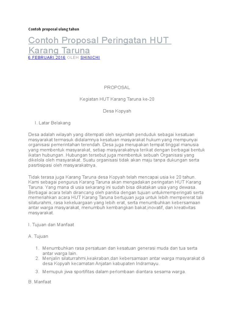 Contoh Proposal Ulang Tahun | PDF