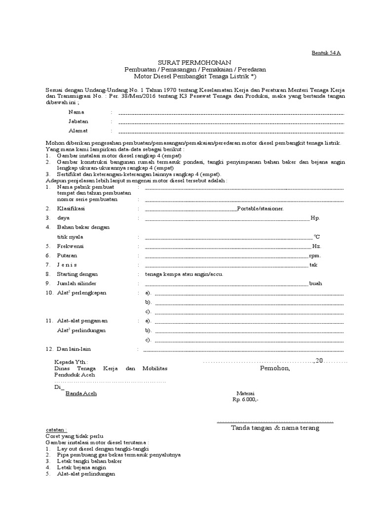 Permohonan Motor Diesel | PDF