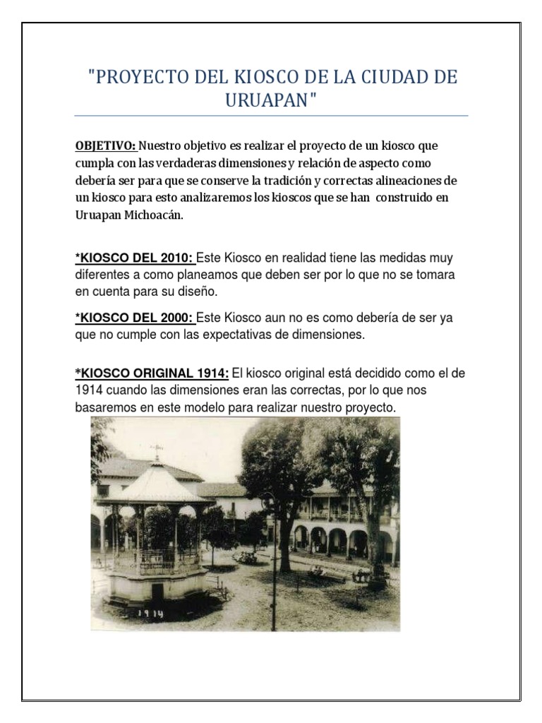 Proyecto de Kiosco Tradicional en Uruapan | PDF | Calle | Transporte