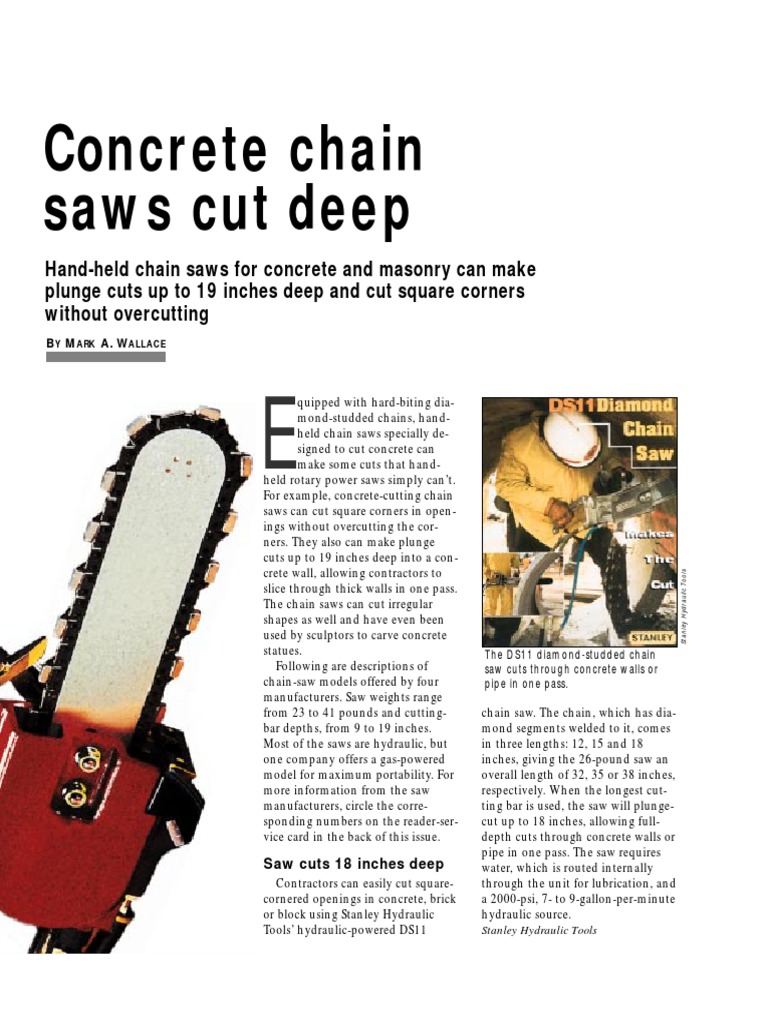 Concrete Construction Article PDF - Concrete Chain Saws Cut Deep | PDF ...