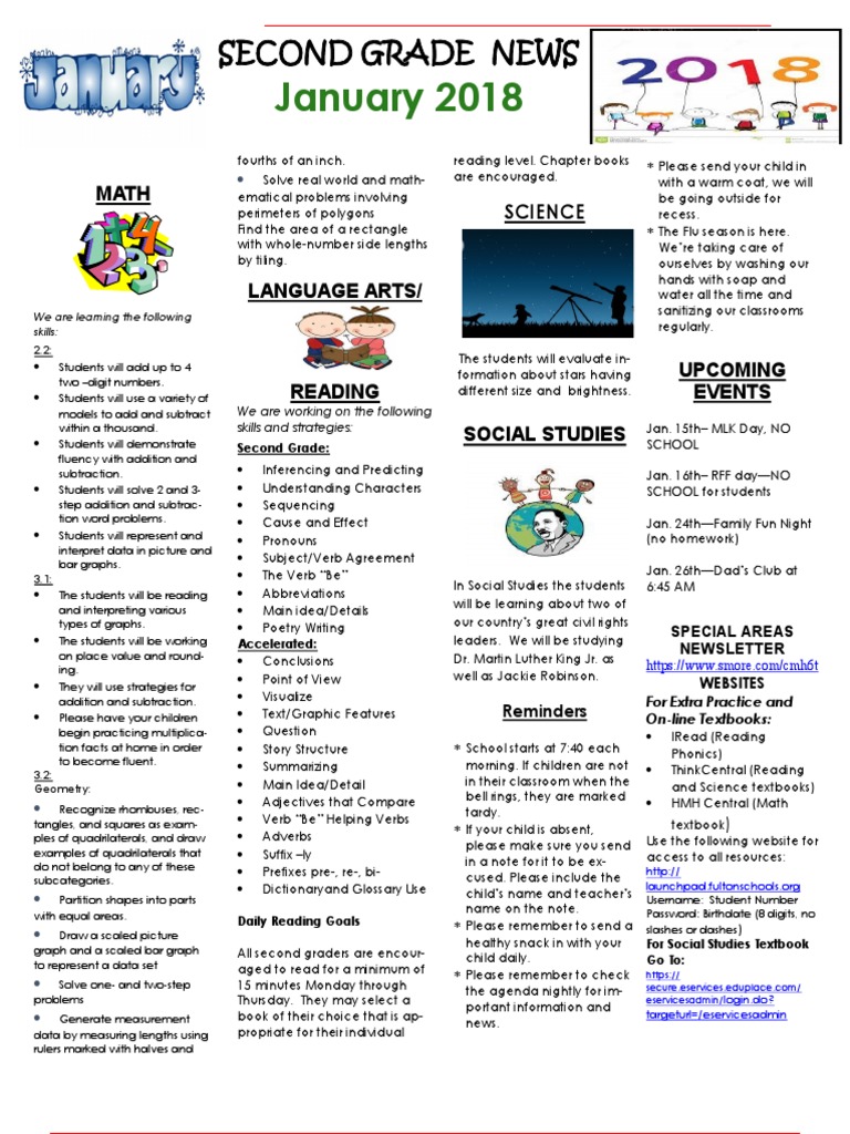 Second Grade Newsletter January 2018 003 | PDF | Mindset | Linguistics