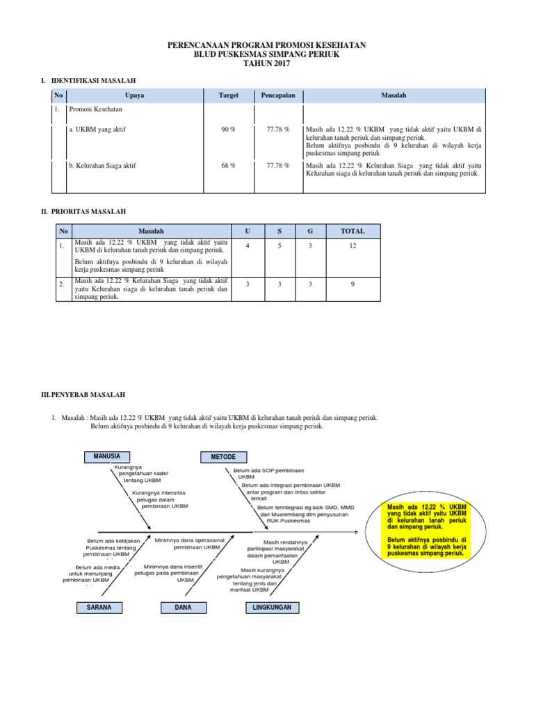 Identifikasi MSLH, Fishbone, Rencana Promkes | PDF