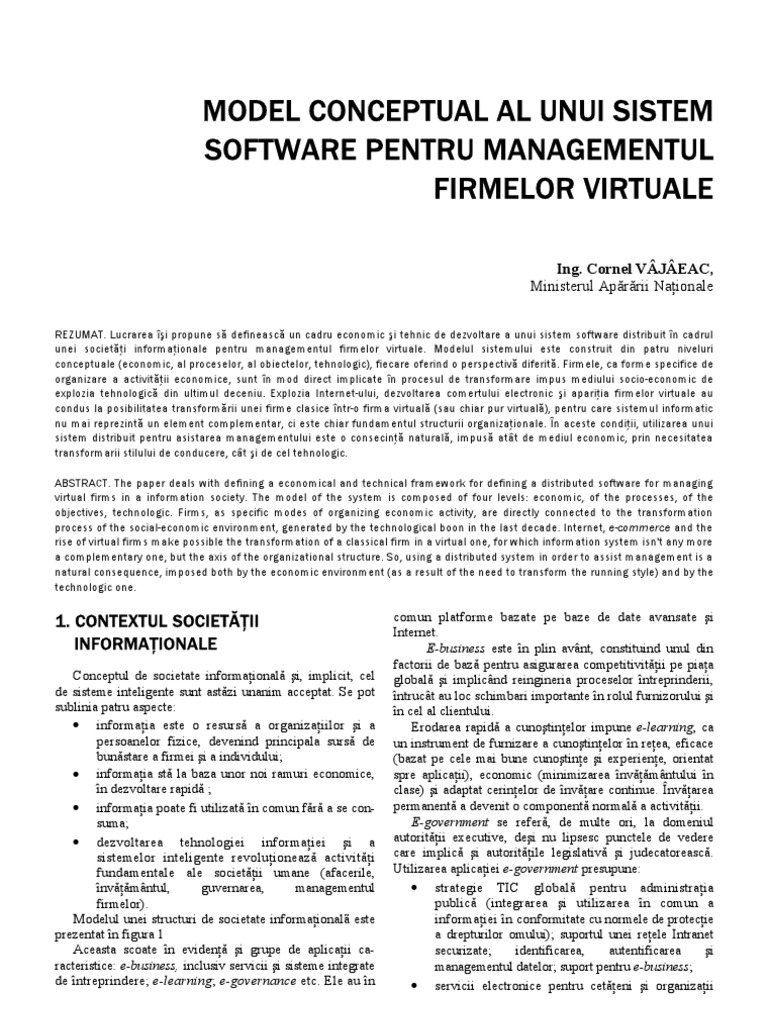 Model Conceptual Al Unui Sistem Software Pentru Managementul Firmelor ...