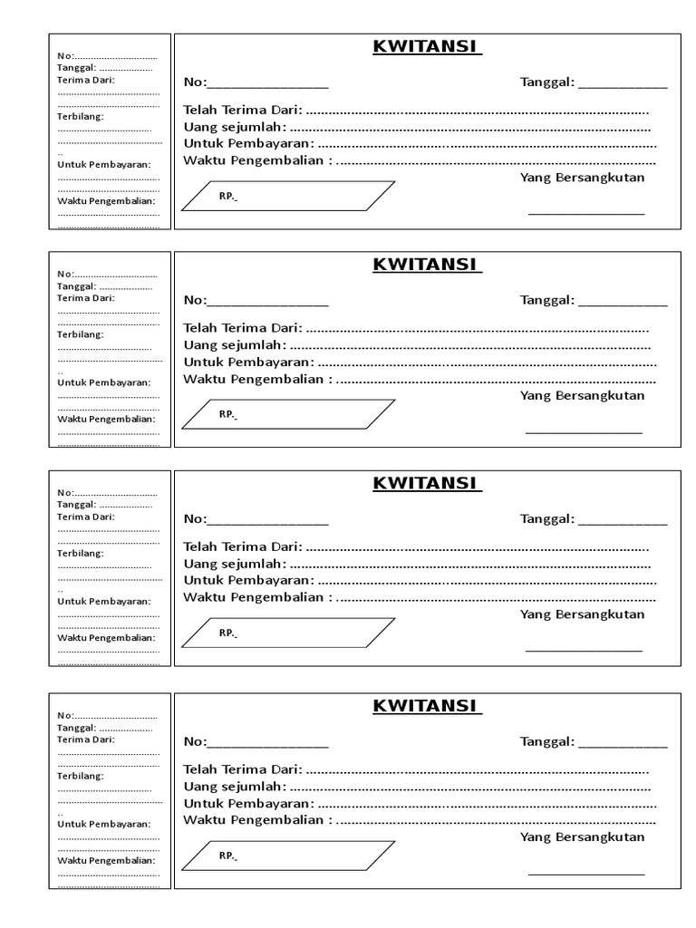 Form Kosong Kwitansi BON | PDF