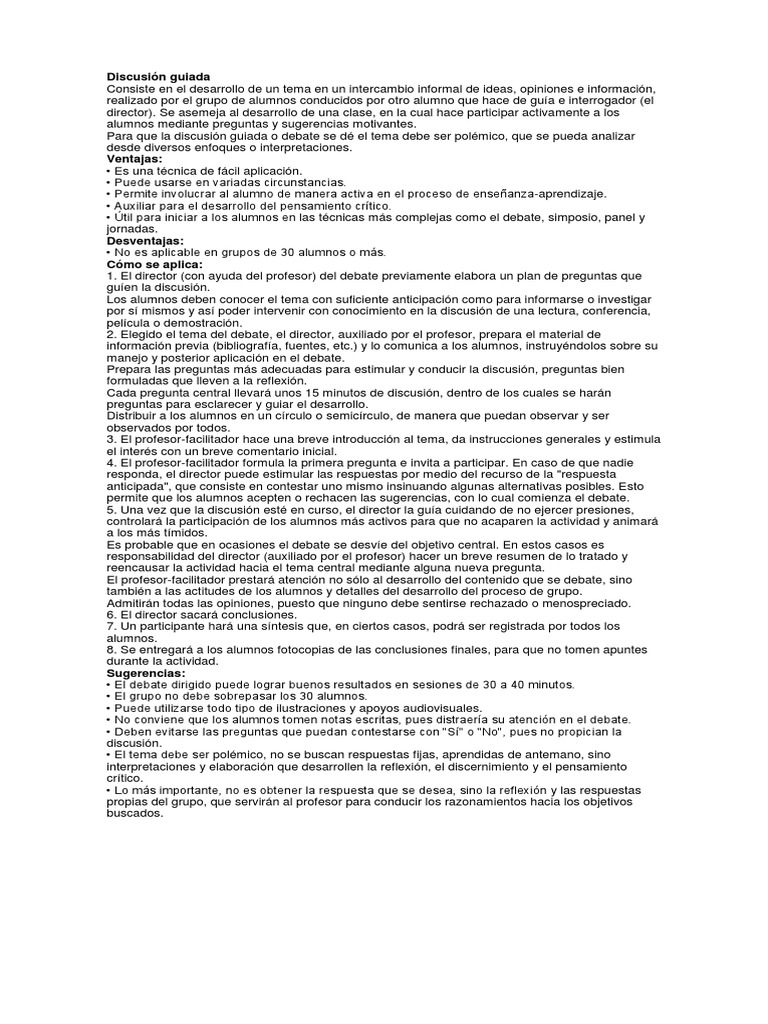Discusión Guiada | PDF | Lectura (proceso) | Maestros