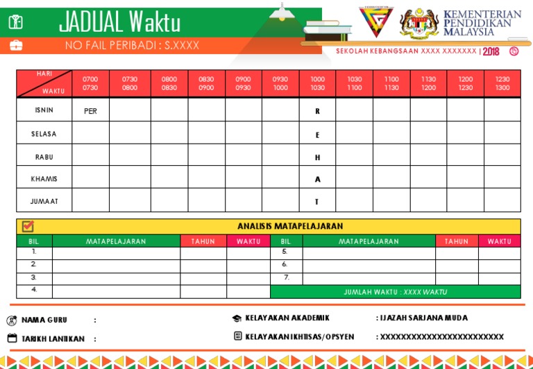 7 - Contoh Tapak Jadual Waktu | PDF