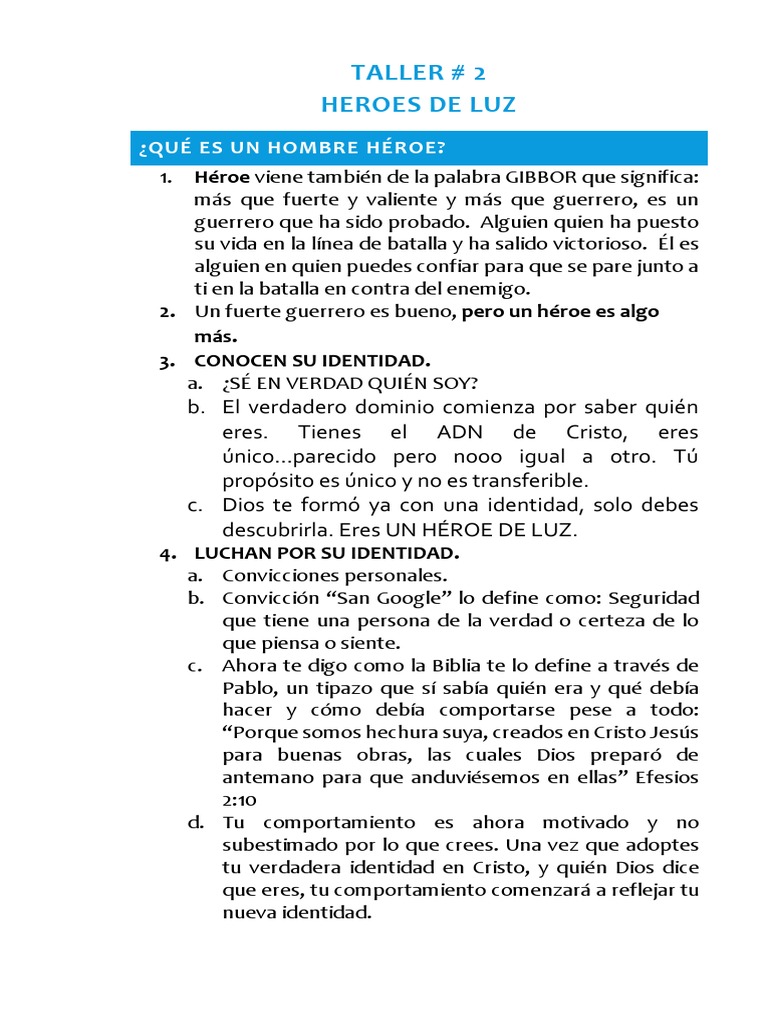 Héroes y Heroínas de Luz: Identidad y Propósito | PDF | Cristo (título ...