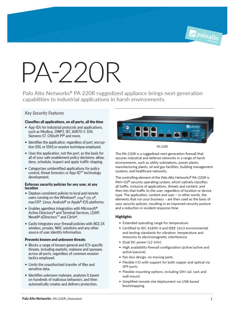 Pa 220r | PDF | Ip Address | Firewall (Computing)