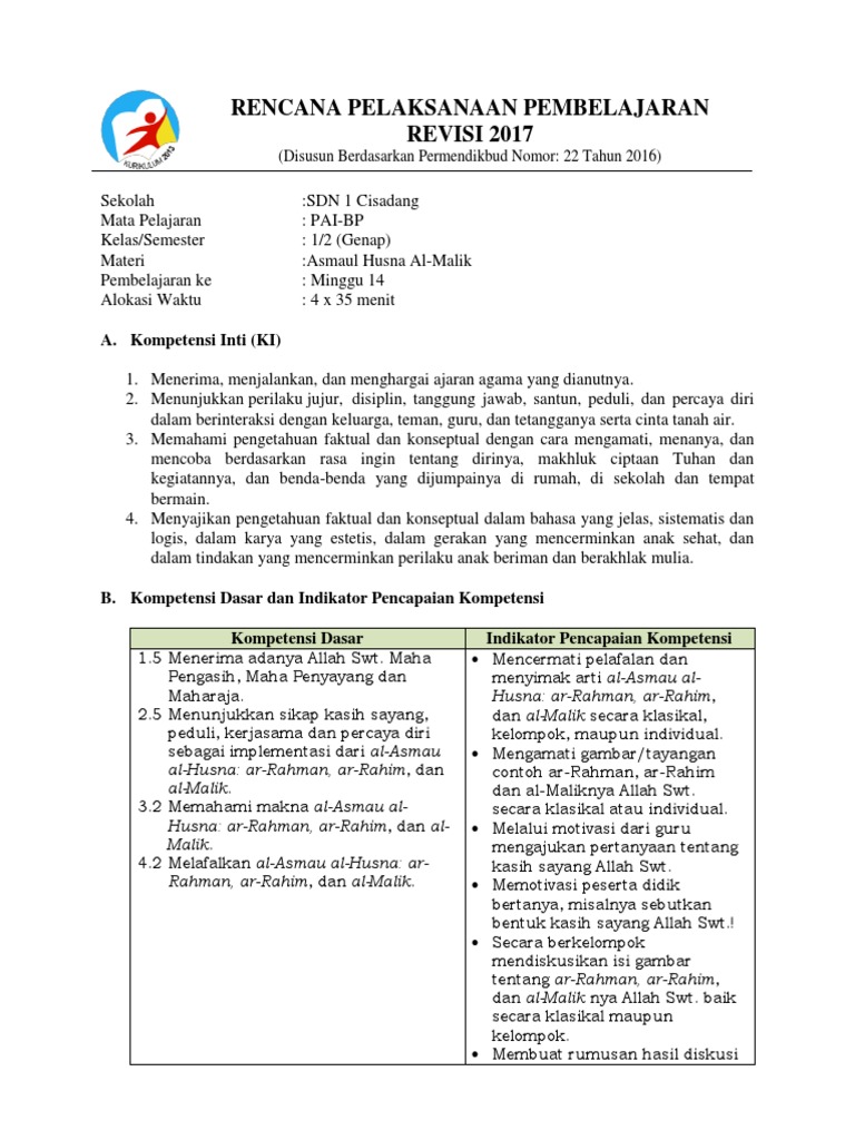 Contoh RPP PAI SD | PDF