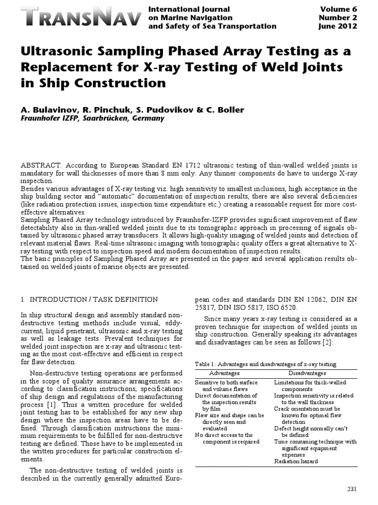 Ultrasonic Sampling Phased Array Testing As A Replacement For X-Ray ...