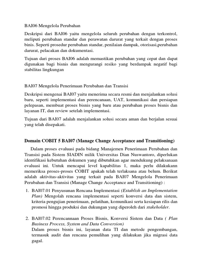 BAI06 Mengelola Perubahan | PDF