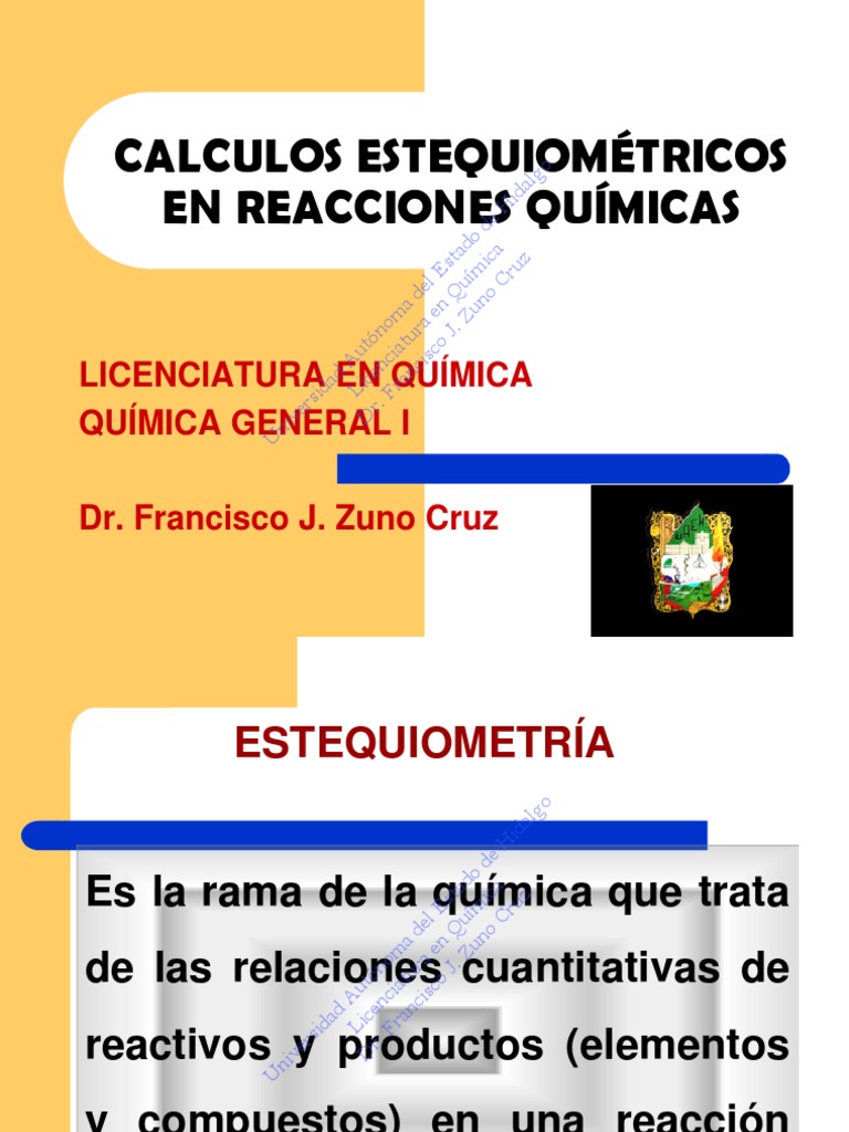 Calculos Estequiometricos | PDF | Estequiometría | Reacciones químicas