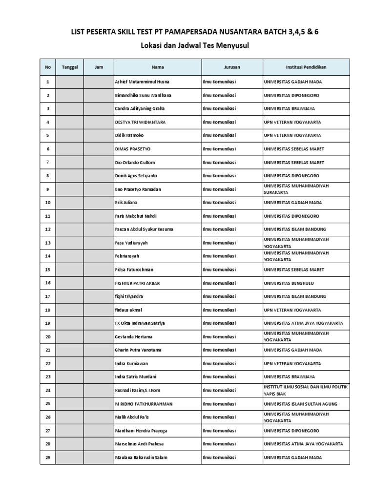 Pengumuman Pama Batch 6 | PDF