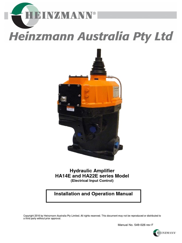 HA Series Hydraulic Amplifier Electrical - Installation Operation ...