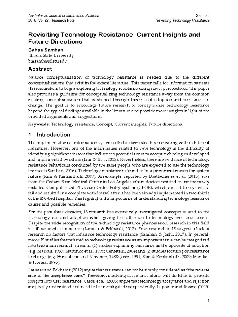 Revisiting Technology Resistance Current Insights and Future Directions ...