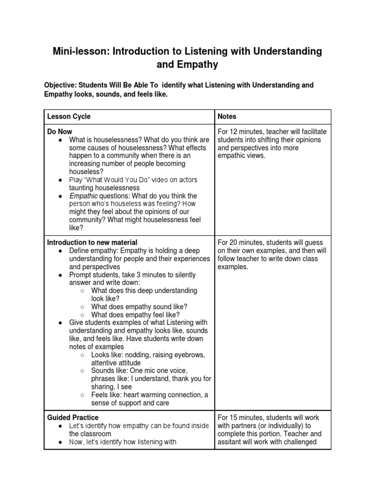 Mini Lesson Empathy | Download Free PDF | Empathy | Change