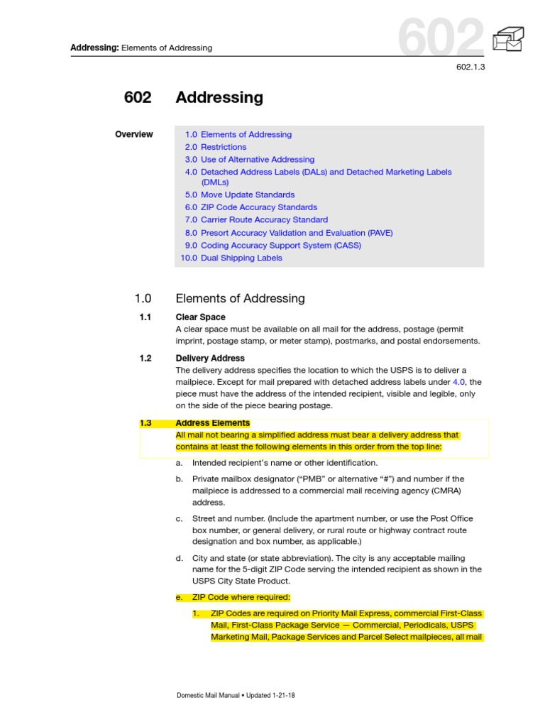 602 | PDF | United States Postal Service | Address (Geography)