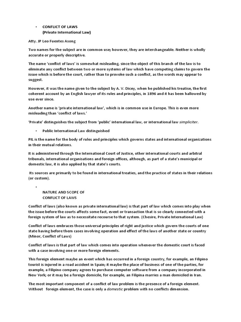 Conflict of Laws | PDF | Naturalization | Choice Of Law