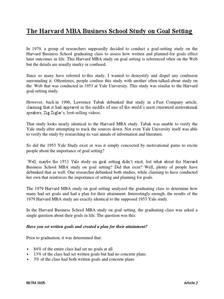 1669089542the Harvard MBA Business School Study On Goal Setting | PDF ...