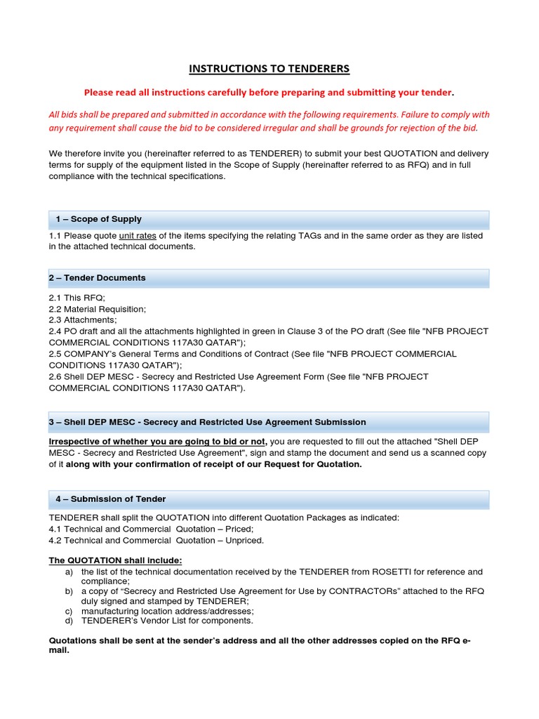 Instructions To Tenderers-117a30 Qatar | PDF | Taxes | Business