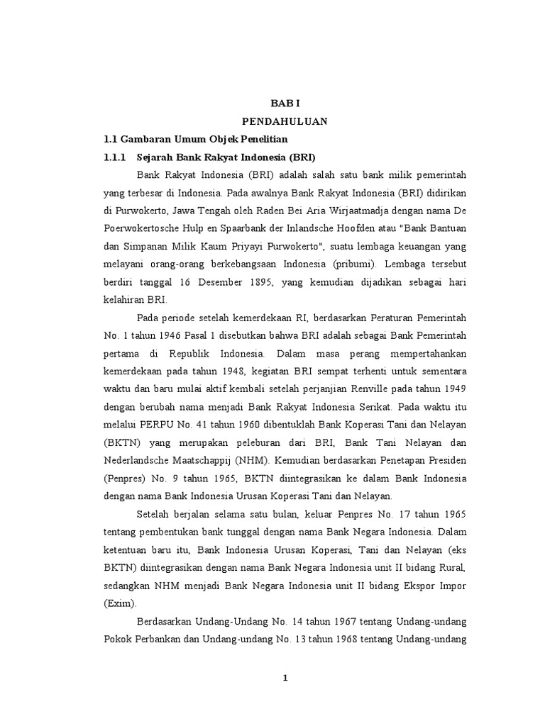 BANK RAKYAT INDONESIA: SEJARAH, VISI MISI, DAN PROGRAM PINJAMAN | PDF