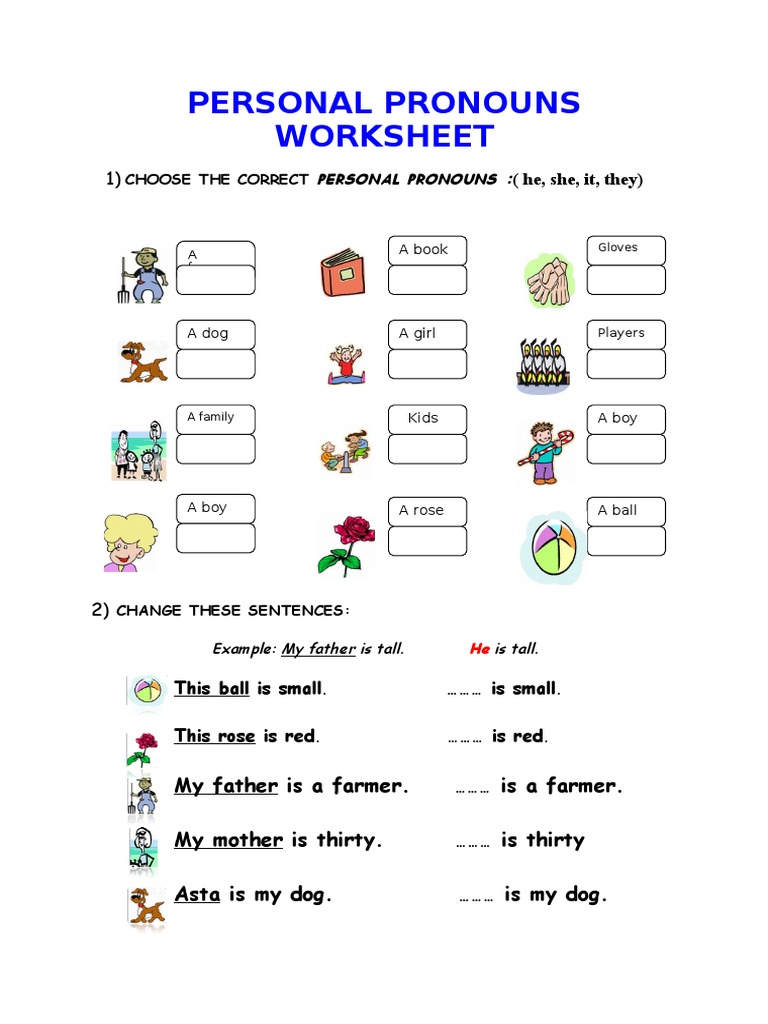 Personal Pronouns Worksheet | PDF
