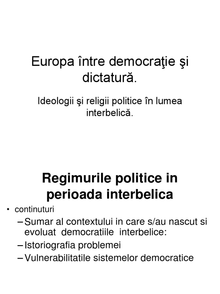 Curs Regimuri Politice in Perioada Interbelica | PDF