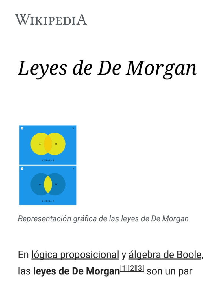 Leyes de de Morgan - Wikipedia, La Enciclopedia Libre | Metalogica ...