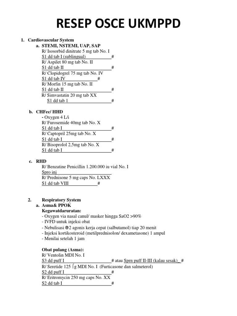 Resep Osce Ukmppd | PDF