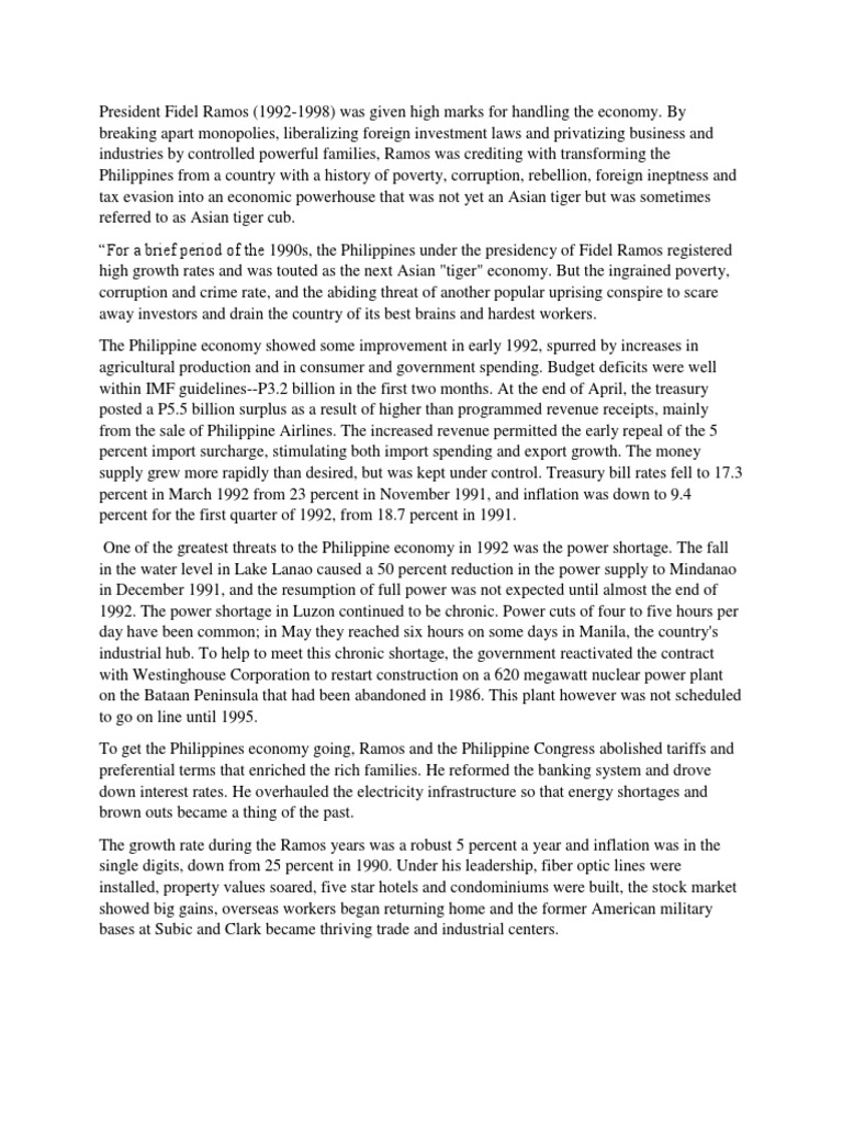 President Fidel Ramos | PDF | International Monetary Fund | Economy Of ...