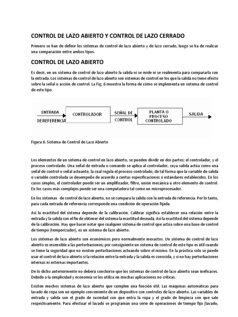 Control en Lazo Abierto y Cerrado | PDF | Sistema de control | Calibración