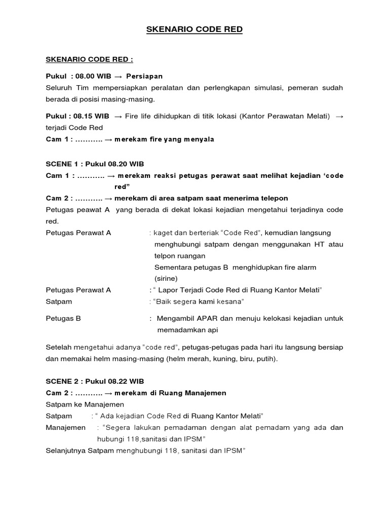 Skenario Code Red Di RSUA | PDF