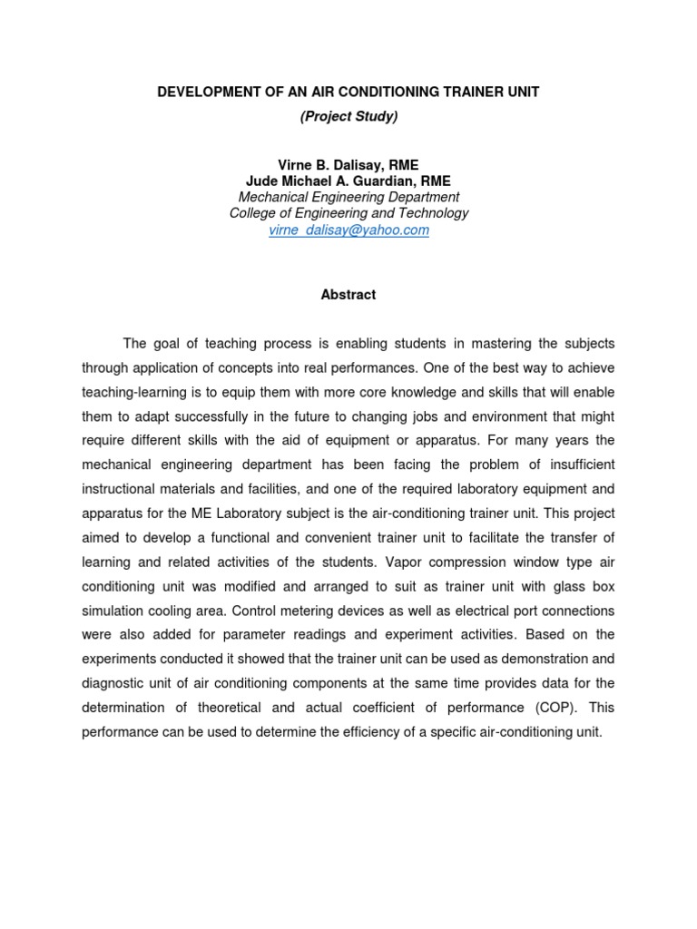 Abstract Air Con Trainer Unit | PDF | Air Conditioning | Energy And ...