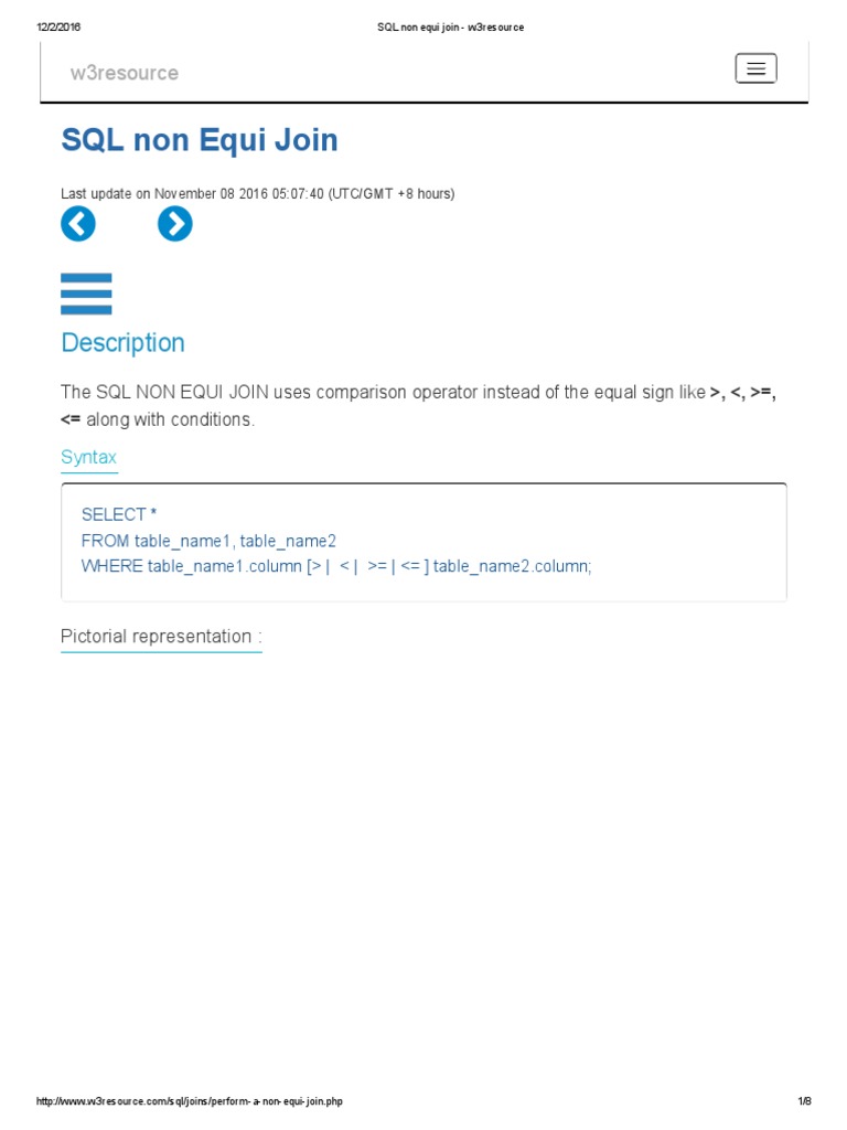 SQL Non Equi Join - W3resource | PDF | Data | Software