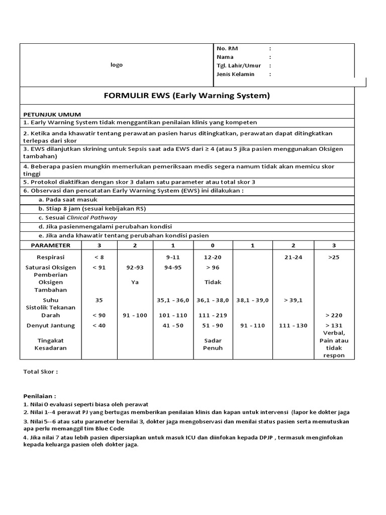 Formulir EWS: Panduan dan Penilaian | PDF