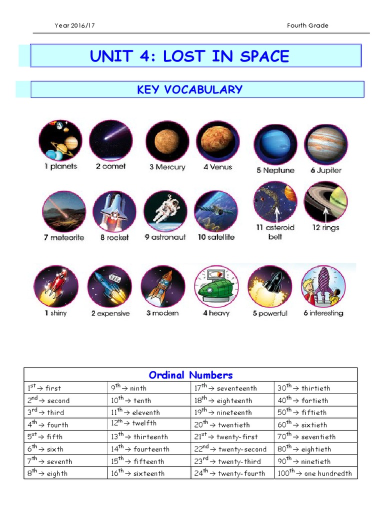 Key Vocabulary Grammar Unit4 | PDF | Saturn | Neptune