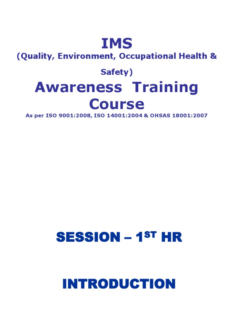Ims - Awareness Training - Jcs | PDF | Occupational Safety And Health ...
