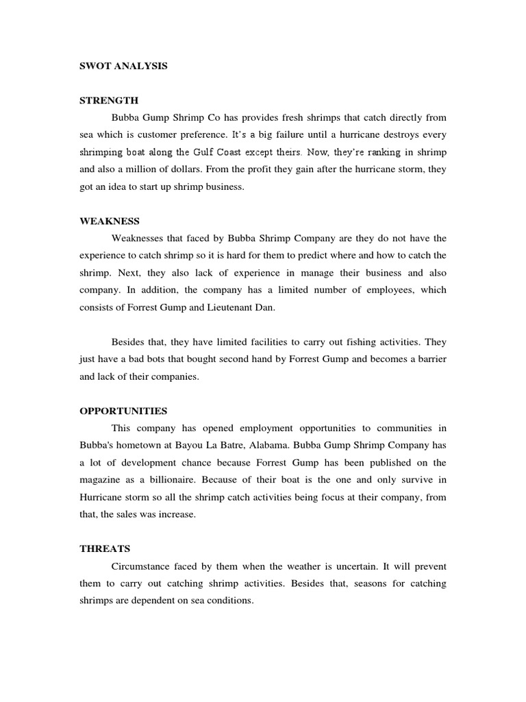 Swot Analysis (Forrest Gump) | PDF