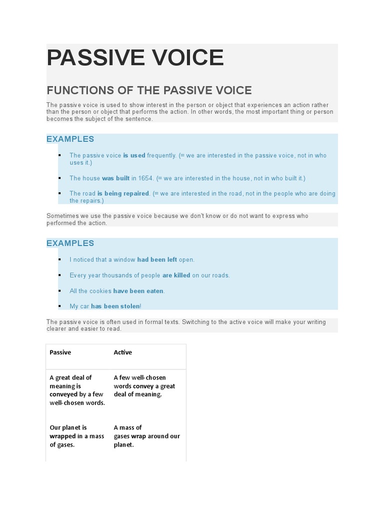Functions of The Passive Voice | PDF | Verb | Morphology