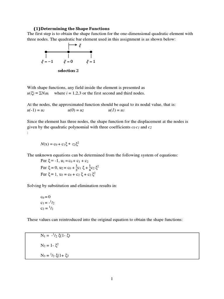 Solution Of A Quadratic Finite Element Node Using Shape Functionsdocx Finite Element Method 2892