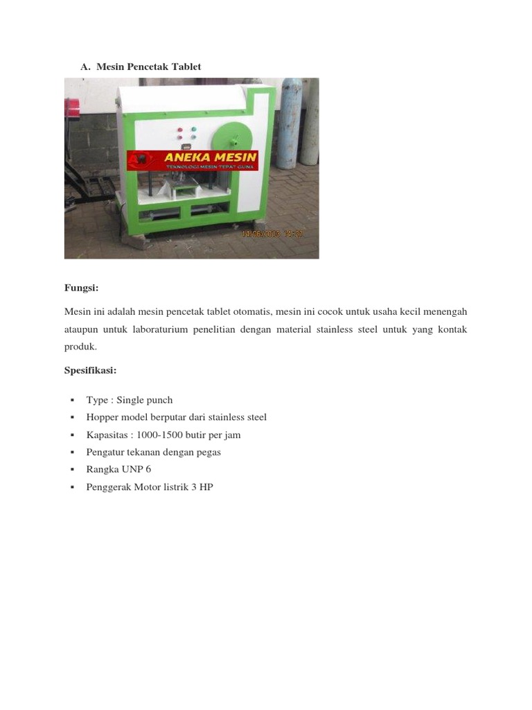 Alat Pencetak Tablet Otomatis | PDF