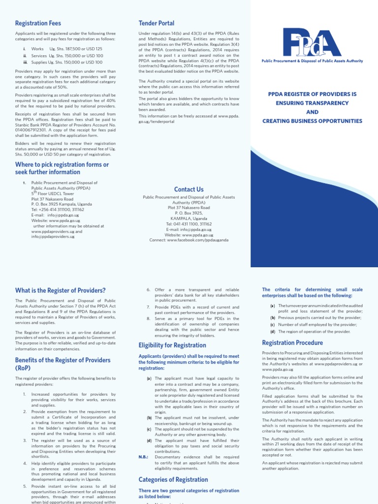 About PPDA Register of Providers | PDF | Bankruptcy | Government