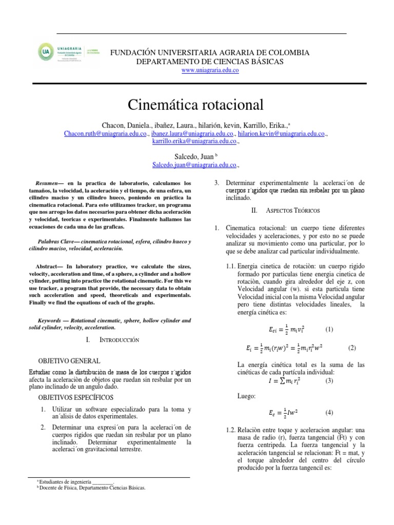 Cinematica Rotacional 1 | PDF | Movimiento (física) | Rotación