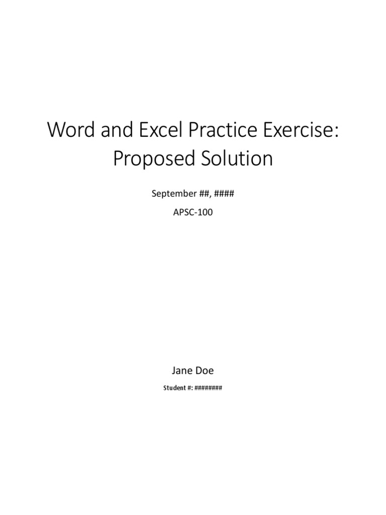 Excel Word Practice Exercise Solutions | PDF | Errors And Residuals | Pressure